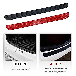 cueclue 1 PC Rear Bumper Protector, Car Universal Door Sill Protector Strip, Car Trunk Door Entry Guards, Car Exterior Trim Accessories, for Cars SUV (Black #Sport)