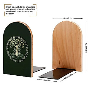 Hon-Lally Norse Viking Goddess Wiccan Wicca Pagan Pattern Wood Bookends Decorative Bookend Non-Skid Office Book Stand for Books Office Files Magazine, Wood-style, One Size