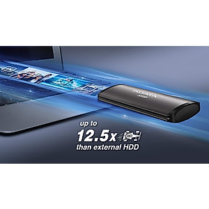 ADATA SE760 512GB SuperSpeed USB 3.2 Gen 2 USB-C Up to 1000 MB/s External Portable SSD Black (ASE760-512GU32G2-CBK)