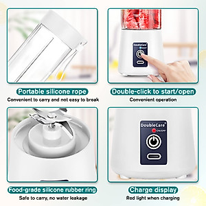 Portable Blender for Shakes and smoothies with Scale, 4000mAh Personal Electric Blender 15.2 oz,150w 6-Blades Blender Bottles, USB Rechargeable Mini Fruit Juicer for Travel, Office, Outdoors