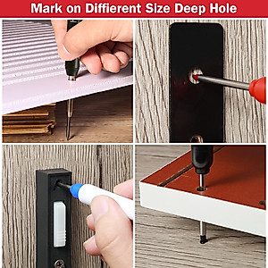 Mechanical Carpenter Pencil Set, 3 Pcs Woodworking Pencil with Built in Sharpener and 12 Pcs Refills, 3 Pcs Long Nose Deep Hole Marker Pen, Scriber Marking Tools for Architect (Red, Black, Yellow)