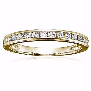 Vir Jewels 1/4 carat (ctw) Diamond Wedding Anniversary Band for Women, Half Eternity Round Diamond Engagement Ring 14K Yellow Gold Channel Set 0.25 cttw, Size 6