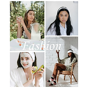 Hexchasty Women's Headbands for Yoga and Running - Soft, Stretchy, Cotton Fabric Headbands - Cute Hair Bands for Women in White, Black - Sweat Headbands for Sports