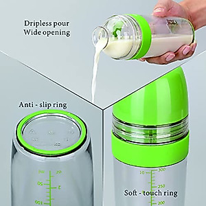 2 in 1 Salad Dressing Shaker Container with Citrus Juicer, Dripless Pour, Leak-free, Soft Grip, Dishwasher Safe, BPA Free, Homemade Salad Dressing Bottle Mixer Measure, 350ml (1-1/2 Cups)