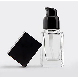 2 PCS 15ML (0.5 oz) Empty Refillable Cream Liquid Foundation Glass Container Pump Bottle Dispenser Storag Bottle for Travel