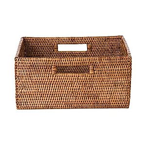 KOUBOO La Jolla Rattan Shelf Handles, Medium, Honey-Brown Storage Basket,