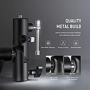 NEEWER Camera Flash Bracket H-Type Mount with Umbrella Softbox Holder, 180° Swivel Adjustable Metal Light Stand Adapter with 1/4" to 3/8" Screw Adapter for Speedlite LED Lamp Light Stand Tripod
