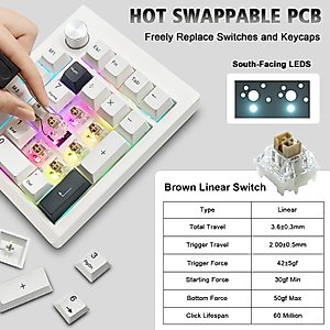 ZMX GMK26 Mechanical Numpad,VIA/QMK Programmable Hot Swappable Gasket Wired BT5.0/2.4G Wireless Number Pad with Knob PBT Keycaps 26 Keys Macro RGB Gaming Numeric Keypad for Laptop TKL Keyboard (Black)