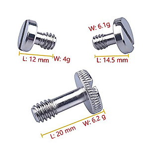 Xwell 1/4''-20 Slotted Screw, for Quick Release (QR) Plate or Camera Tripod Monopod (15 Pcs)