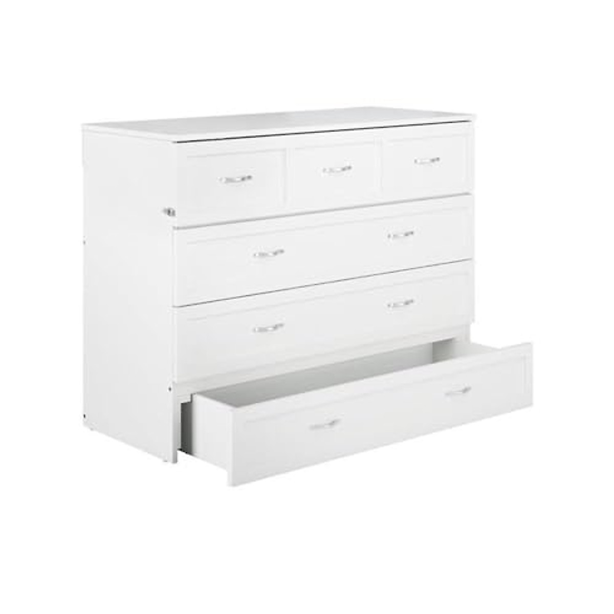 BOWERY HILL Full Size Murphy Bed Chest with Charging Station in White