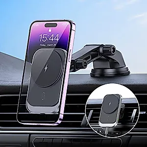 for MagSafe Car Charger Mount, Magnetic Car Wireless Charger for iPhone 14/13/12, 14/13/12 Pro, 14/13/12 Pro Max, 14 Plus, 13/12 Mini, Air Vent Dashboard Car Charging Holder(with QC 3.0 Car Charger)