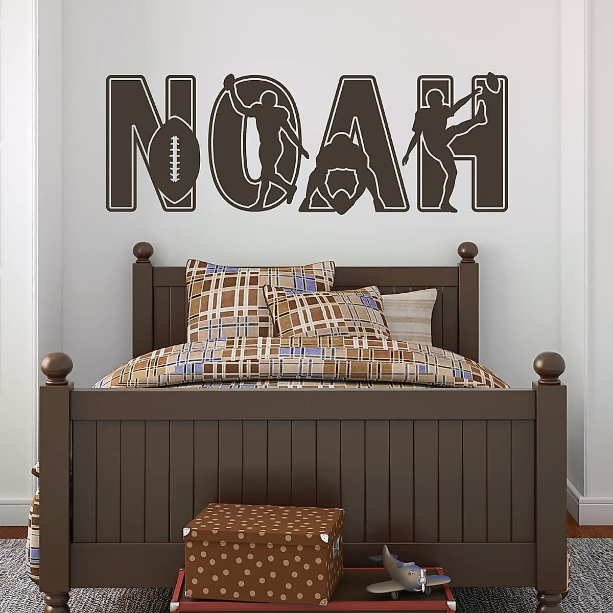 Football Custom Name Vinyl Wall Decal Sticker Art for Boys, Bedroom and Ball Player Theme Room Decor for Kids