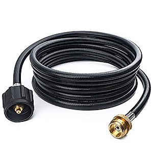Hiland GA09 Propane Tank Adapter Hose 10 Ft, w/Adapters, Black, One Size Fits All, Black