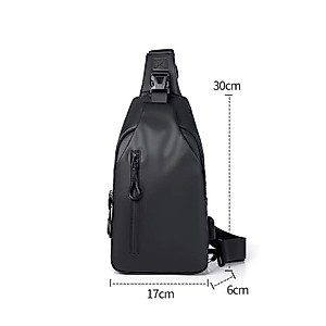 Small Sling Black Crossbody Backpack Shoulder Bag for Men Women, Lightweight One Strap Backpack Sling Bag Backpack for Hiking Walking Biking Travel Cycling USB Charger Port