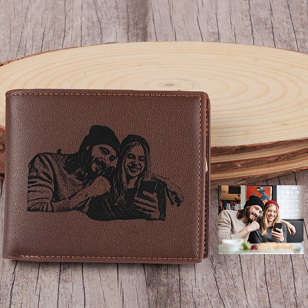 awofer Custom Personailzed Leather Wallet Gift, Engraved Wallet For Men, Son Gift, Dad Gift, Husband Gifts, BF Gifts, Mens Personalized Gifts