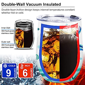 NymphFable 12oz Mermaid Gifts for Girls Wine Tumbler with Straw and Lid Stainless Steel Wine Glass Insulated Double Wall