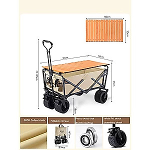 Suuim 160L Beach Wagon Cart with Big Wheels, Collapsible Utility Wagon Heavy Duty Folding,Ideal for Outdoor Sand Camping Garden Pet (Color : B) (A)