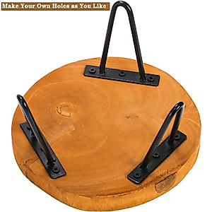 DEAYOU 2 Pack Small Wood Display Stand, 10"/ 8" Round Wooden Cupcake Pedestal, Paulownia Wood Slice Stand with Metal Leg for Plants, Rustic Wedding Cake Holder Slab Tray for Decor, Flower Pots, Table