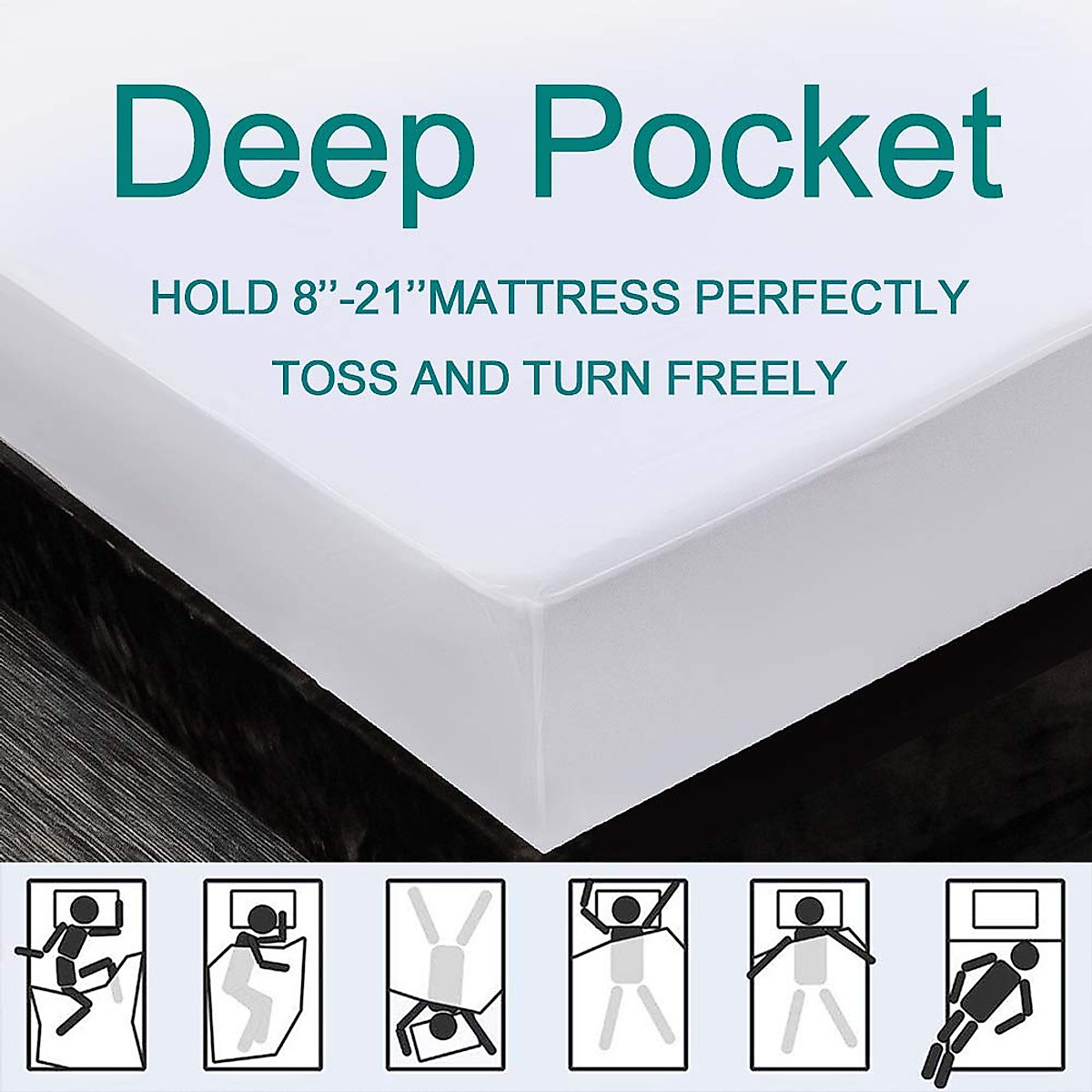 Cozynight Full Size 100% Waterproof Mattress Protector, Breathable, Noiseless, Mattress Cover, Fitted 10"-18" Deep Pocket Bed Cover