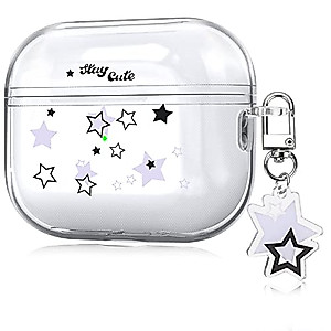 AirPod Pro 2 Case with Star Keychain, Cute Charms Star Pattern Design Clear Soft Protective Cover for AirPods Pro 2nd Generation 2022 Case