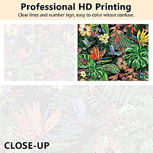 Tropical Flowers Watercolor Paint by Number, Leaves and Plants Paint by Numbers for Adults Kids Beginner, Bird DIY Oil Painting by Numbers on Canvas for Kids Perfect Gifts, 16x20 Inch, Without Framed