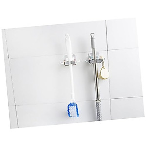 WATIIFUFU 2pcs Mop Rack Punch- Cleaning Tools Organizer Storage+Shelves Laundry Closet Organization Storage Stand Practical Broom Storage Rack Laundry Room Organizing Storage Shelfs