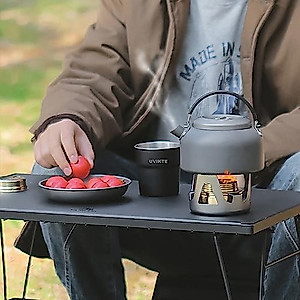 UVIKTE Mini Alcohol Stove Brass Spirit Burner with Aluminium Stand, Ultralight Portable Backpacking Stove for Camping Hiking Picnic Survival GREY