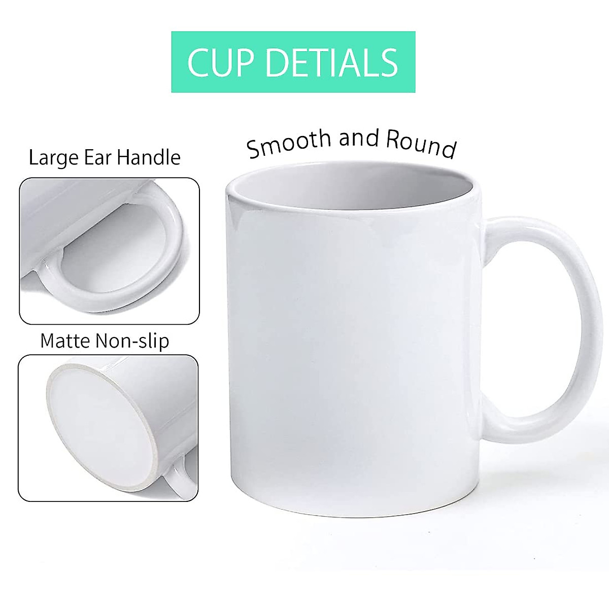 SIGNZWORLD Sublimation Mugs, Sublimation Mugs Blank 11oz for Vinyl, Sublimation Coffee Mugs Ceramic Coffee Mug with Large Handle White Coated Ceramic Cup with White Gift Box(Set of 6)