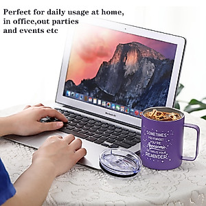 Inspirational Gifts for Women, Sometimes You Forget You're Awesome Coffee Mug, Thank You Gifts Mothers Day Gifts, Birthday, Teacher Appreciation Gifts,14 Oz Insulated Coffee Cup with Lid - Purple