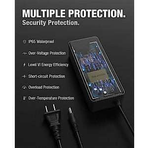 54.6V 2A eBike Charger for 48V Lithium Battery Compatible with 48V Lectric XP 1.0/2.0/3.0,Lectric XPremium, DC 5.5-2.5/2.1mm Bicycle Battery Charger Power Adapter