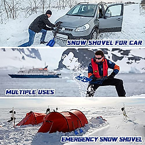 SHANTRA Aluminum Snow Shovel, Collapsible Utility Shovel 3 Piece Design, Lightweight Portable Car Emergency Shovel Aluminum Alloy Snow Mud Removal Tool