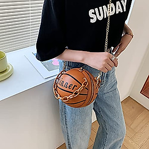 KUANG! Women's Basketball Shaped Mini Chain Purse Shoulder Messenger Handbags Handle Tote Cross Body bags For Girls