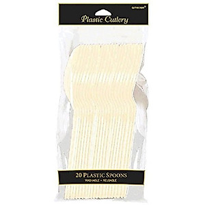 Classic Vanilla Creme Plastic Spoons (Pack Of 20) - Eco-Friendly, Durable & Eye-catching, Perfect For Parties & Events