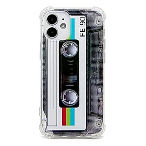 FAteamll Case for iPhone 12 Mini, Matte Finish Heavy Duty Soft Back Cover with Reinforced Corners TPU Soft Bumper Retro Cassette Tape Case Compatible with iPhone 12 Mini 5.4 Inch 2020 Released
