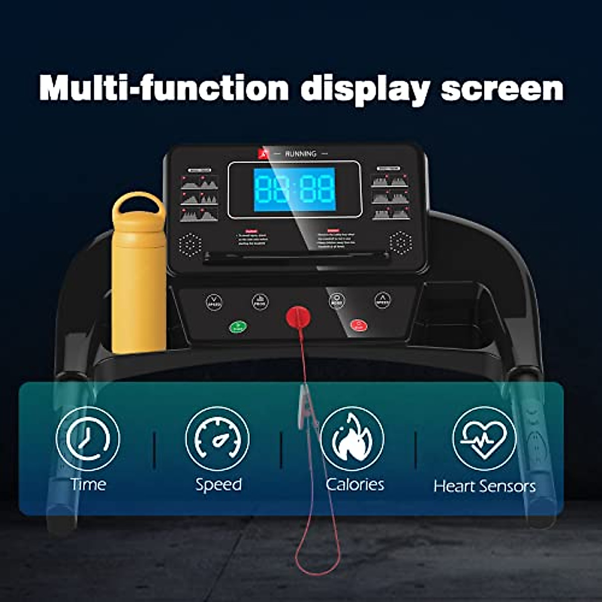 Treadmills for Home, 2.5HP Portable Foldable Treadmill with 15 Pre Set Programs and LED Display Panel Black