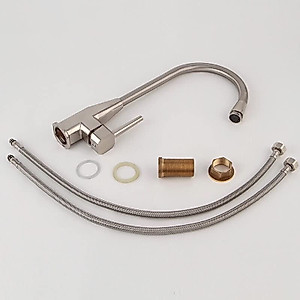 Kitchen Sink Faucet for Bar Farmhouse Commercial, Brushed Nickel Stainless Steel Kitchen Faucets, 360 Rotate Kitchen Mixer Faucet, Cold Hot Water Sink Mixer Taps (Color : Silver, Size : with Hose si