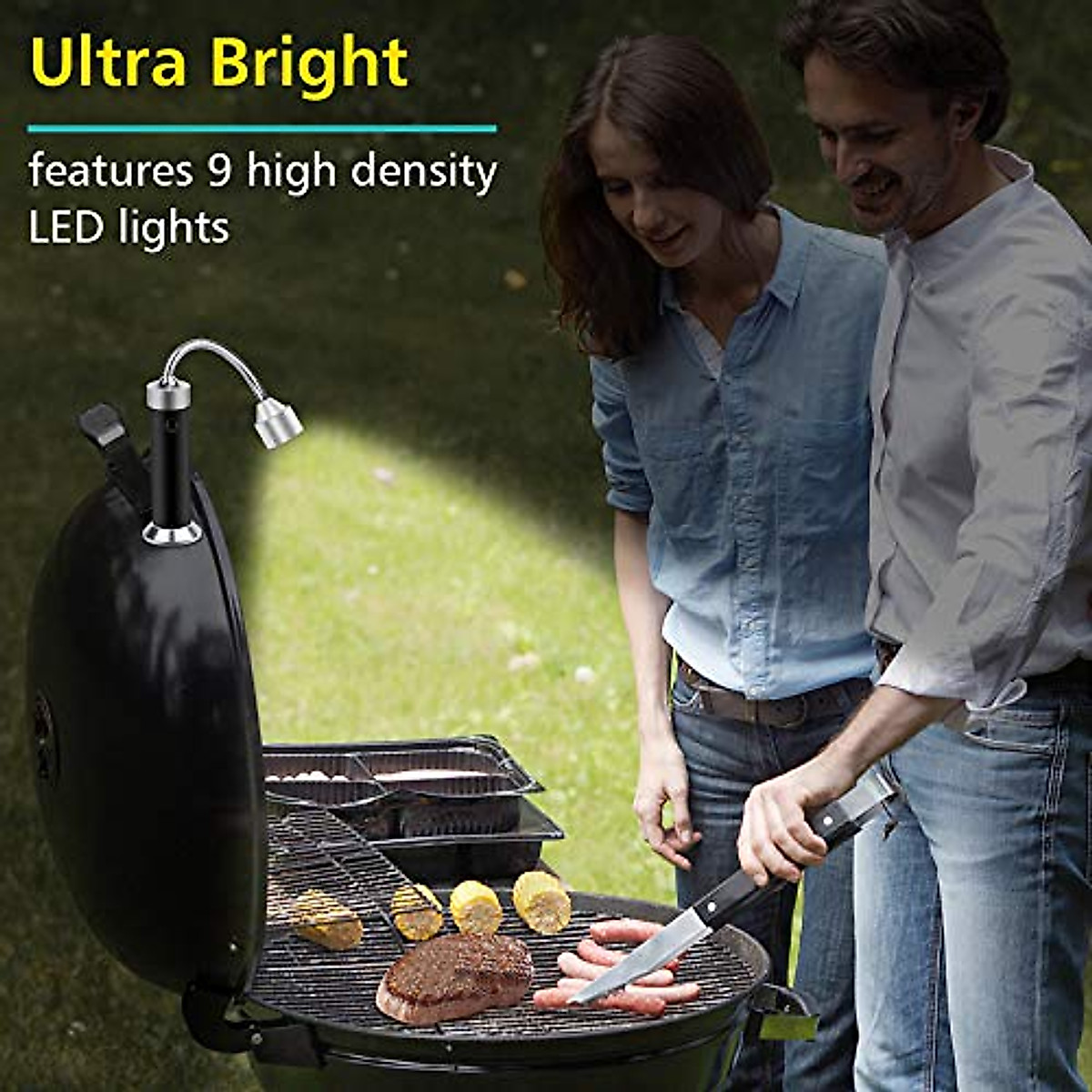ANSAUCT BBQ Grill Light, LED Grill Lights for BBQ Lights for Grill Magnetic Grill Light Outdoor for Grilling at Night 360 Degree Flexible Gooseneck Grill Lights Waterproof Heat Resistant