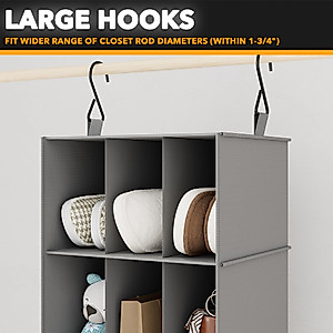 SpaceAid 2 Pack Hanging Closet Organizer and Storage with Dividers, 24 Compartments Hanging Shoe Shelves for Closet, Wardrobe, RV, Garment Rack - Grey