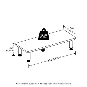Furinno Turn-N-Tube Monitor Riser Stand, White Oak, Stainless Steel Tubes