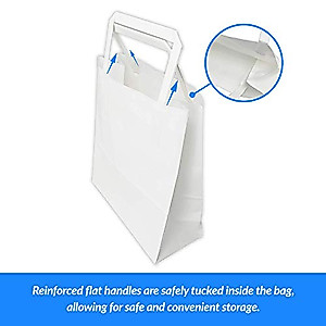 Reli. 100 Pack | 7"x3.15"x8" | Small White Paper Bags w/Handles | Kraft Paper Gift Bags/Shopping Bags | White Paper Bags for Retail, Merchandise, To Go, Parties, Small Items (White)