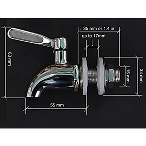 BTSKY™Stainless Steel Beverage Dispenser Replacement Spigot Fits 16mm（5/8 inch）Opening - No Lead Dispenser Replacement Faucet, Polished Finish