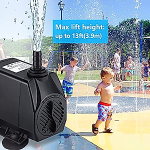 CWKJ Fountain Pump, 880GPH Submersible Water Pump, Durable 60W Outdoor Fountain Water Pump with 6.5ft Power Cord, 3 Nozzles for Aquarium, Pond, Fish Tank, Water Pump Hydroponics, Backyard Fountain