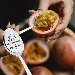 Coffee Spoons Gifts for Husband Boyfriend Anniversary Bday Gifts for Girlfriend Wife Good Morning My Love Spoon Engraved Gift for Best Friend Friendship Birthday Christmas Gifts