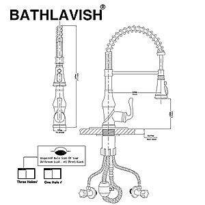 BATHLAVISH Oil Rubbed Bronze Kitchen Faucet Pull Down 3 Outlet Mode Sprayer Bar Sink Farmhouse Commercial Single Hole Single Handle Mixer Tap with 10-Inch Hole Cover Plate Solid Brass Lead-Free