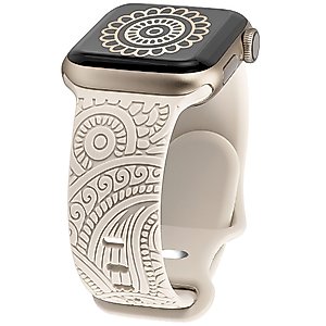 TOYOUTHS Boho Engraved Band Compatible with Apple Watch Band 42mm 41mm 40mm 38mm Women Men, Bohemian Designer Sport Soft Silicone Fancy Dressy Fashion Straps for iWatch Series 10/9/SE/8/7/6/5/4/3/2/1