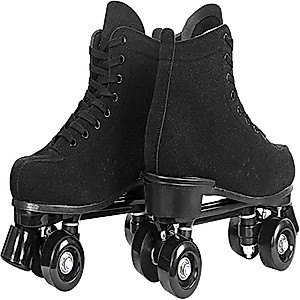 Roller Skates for Women with Suede High-top Double Row Rollerskates, Unisex-Adult Derby Skate for Beginner,Fast Braking Rink Skates