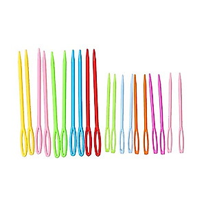 Hekisn Large-Eye Plastic Sewing Needles, 20 Pieces Colorful Safety Lacing Needles, 2 Different Sizes Yarn Sewing Needle, Learning Needles for DIY Sewing Handmade Crafts，3.5 &2.76 inch (20 Pieces)