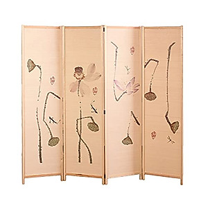 PFCDZDU Room Divider, 4.9 FT Tall Freestanding Folding Printed Privacy Screen Panel, Office Teahouse Decorative Portable Separation Partitions Wall (Color : C, Size : 40X150CM-5PCS)