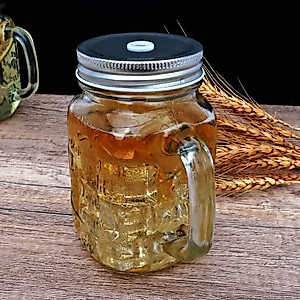 Mason Jars with Handle,16 OZ Old Fashioned Drinking Jars,Clear Mason Mugs Drinking Glass Cups with Lids and Straws Set of 12 for Beverages,Mixed Drinks,Soda,Kombucha