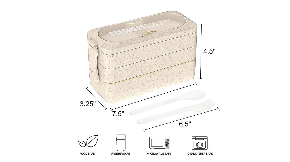 Yesland 3-Pack Bento Boxes - Durable, Stackable Lunch Containers